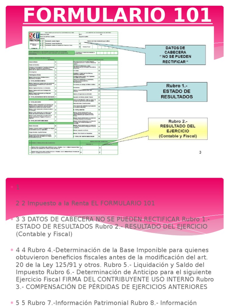 Guía para Formulario de Impuestos 101 | PDF | Estado de resultados ...