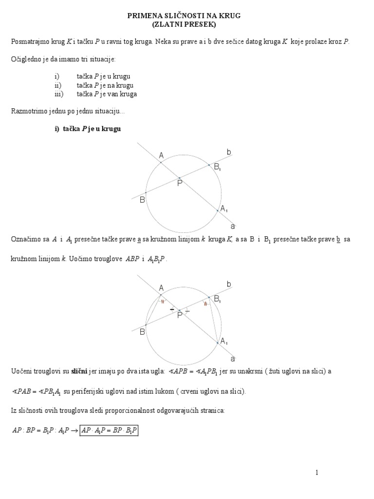 4.PRIMENA SLICNOSTI NA KRUG - Zlatni Presek PDF | PDF