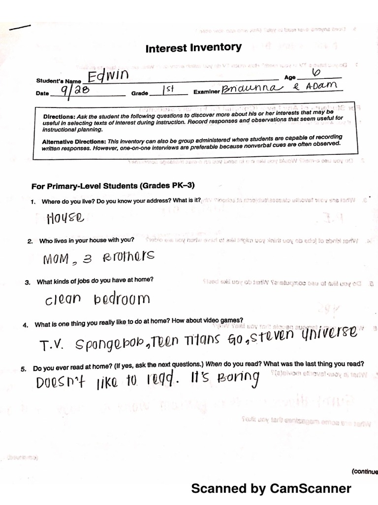 Interest Inventory | PDF