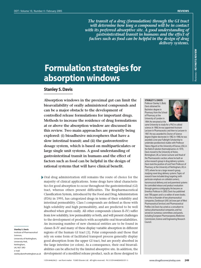 Absorption Windows | PDF | Gastrointestinal Tract | Bioavailability