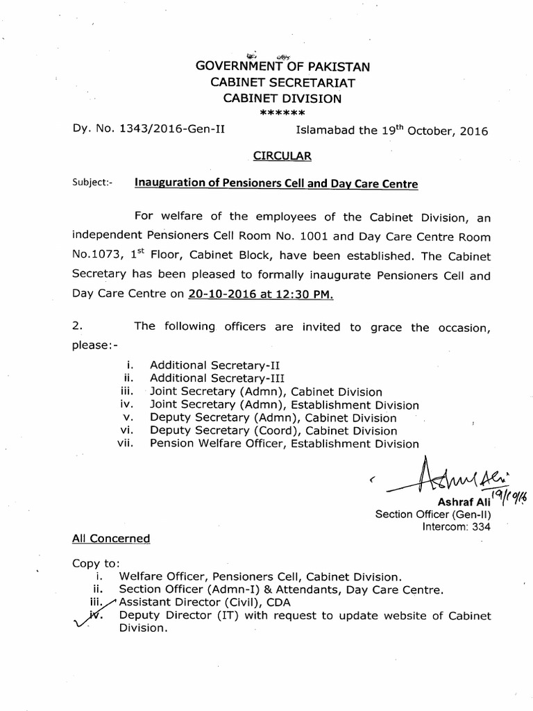 Government of Pakistan Cabinet Secretariat Cabinet Division | PDF ...