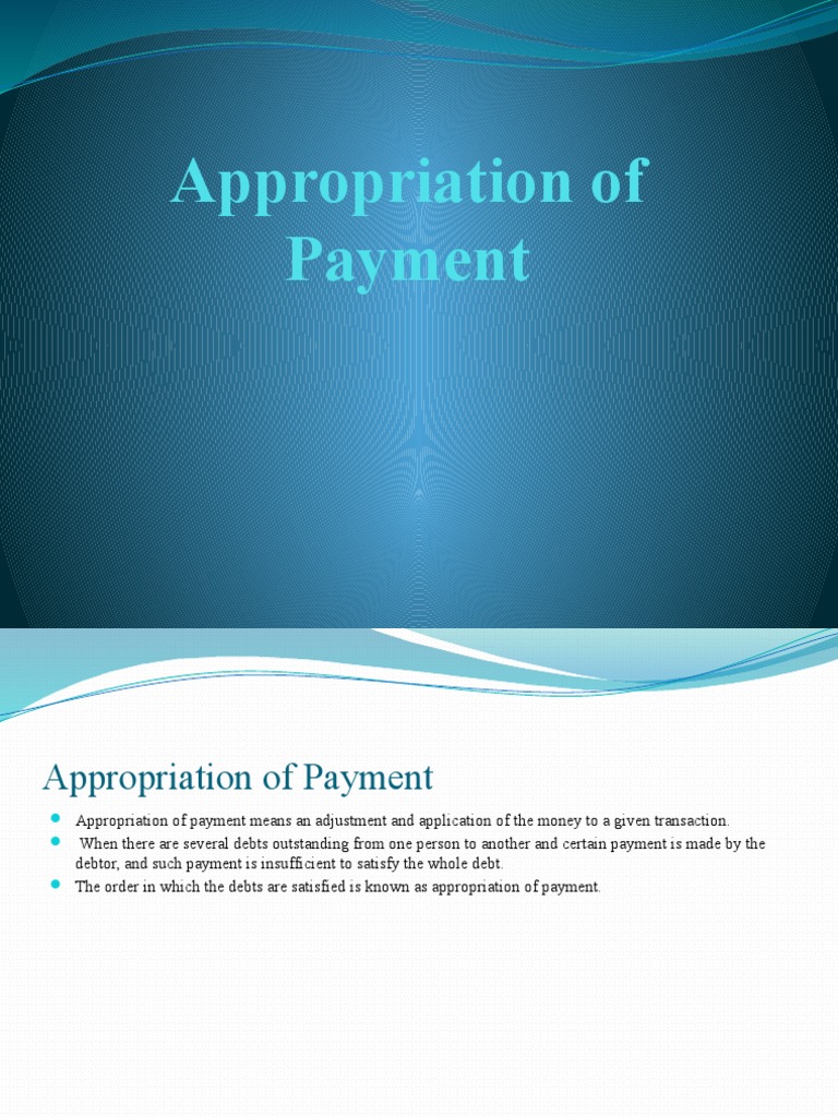 Appropriation of Payment | Appropriation (Law) | Debt