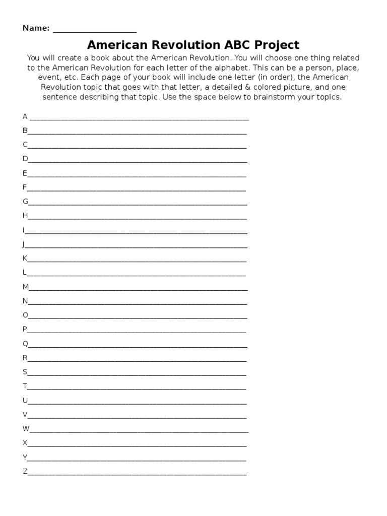 American Revolution ABC Project | PDF