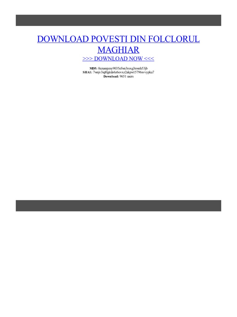 Povesti Din Folclorul Maghiar | PDF