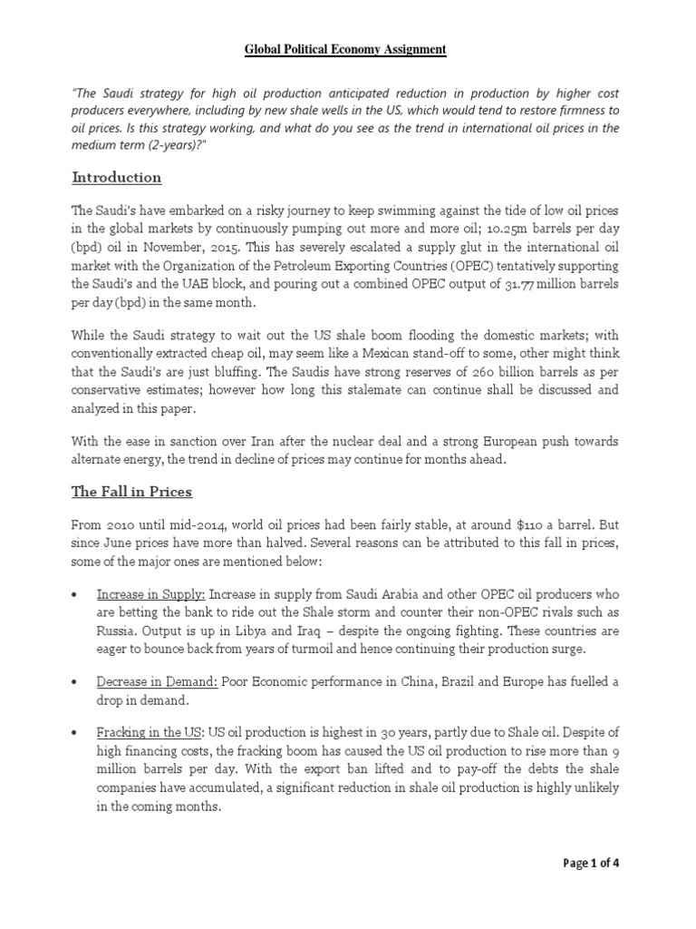 Saudi Oil Strategy and Price Trends Analysis | PDF | Price Of Oil | Opec