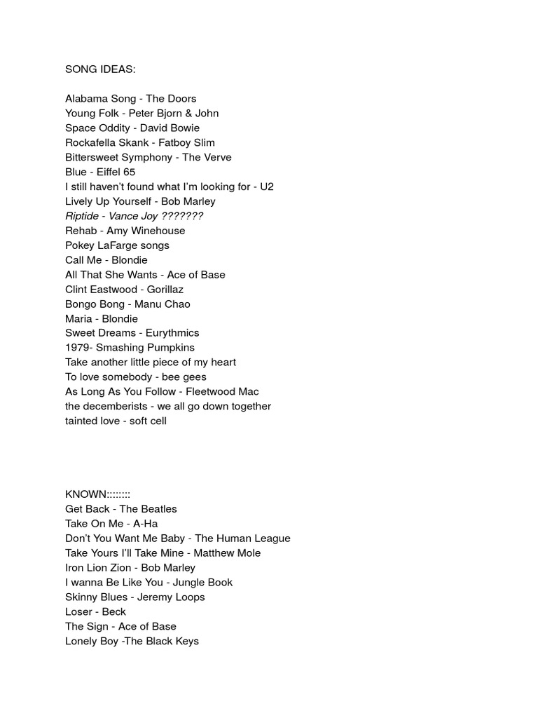 Song List 2 | PDF