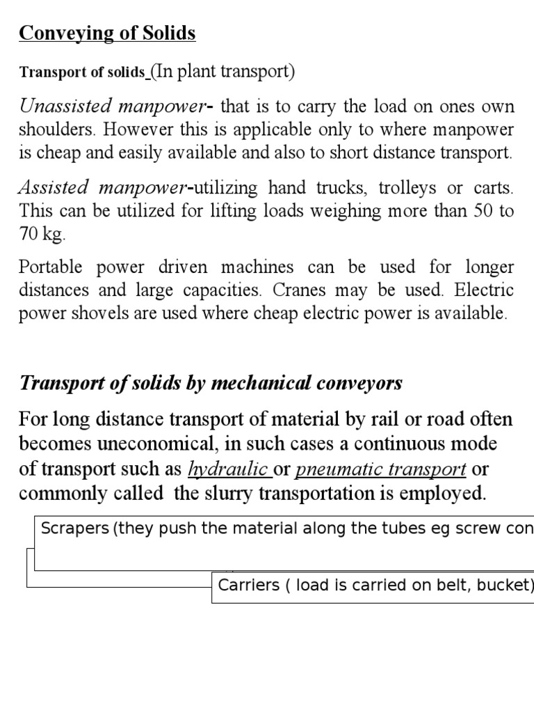 Conveying of Solids Lec-8 Corrected | PDF | Mechanical Engineering ...