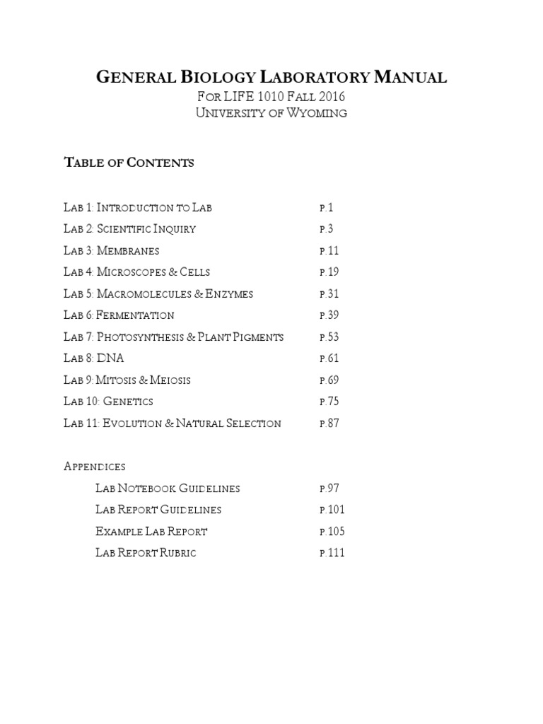 General Biology Lab Manual - F2016 PDF | PDF | Cell (Biology) | Cell ...