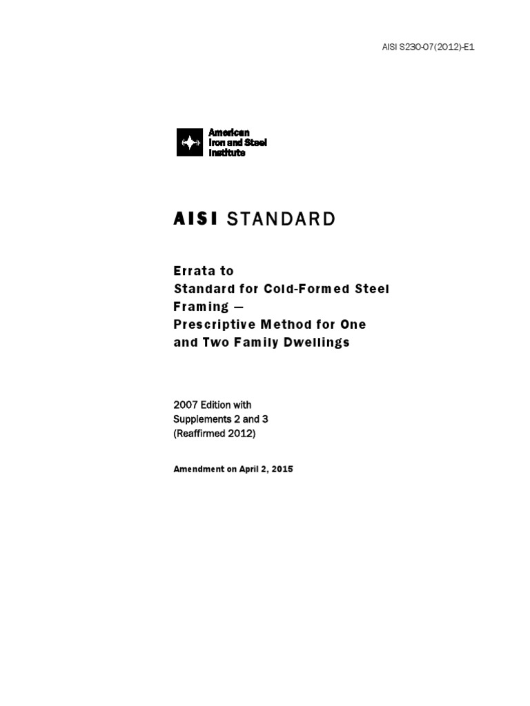 AISI S230-12-E1 | PDF | Technology & Engineering