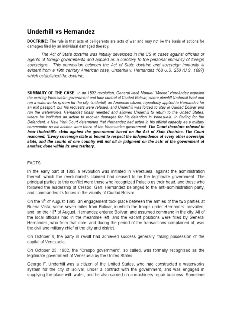Underhill Vs Hernandez | PDF | Government | Justice