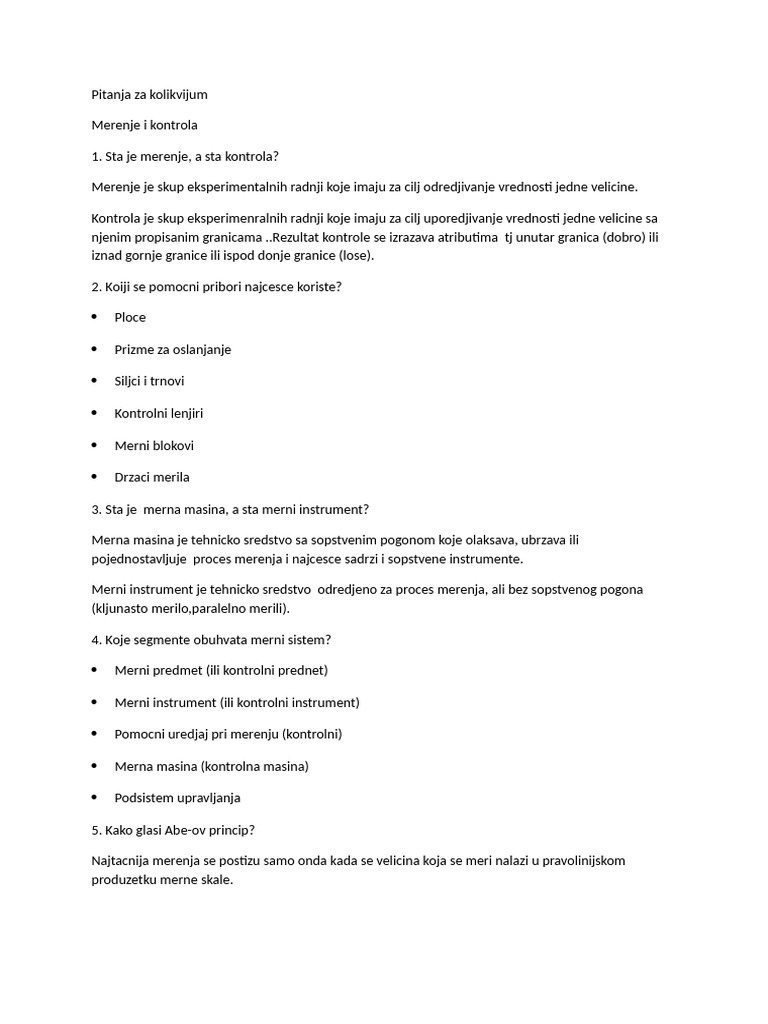 Merenje I Kontrola | PDF