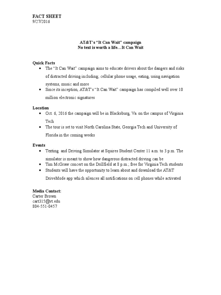 Fact Sheet It Can Wait | PDF | Business | Social Science