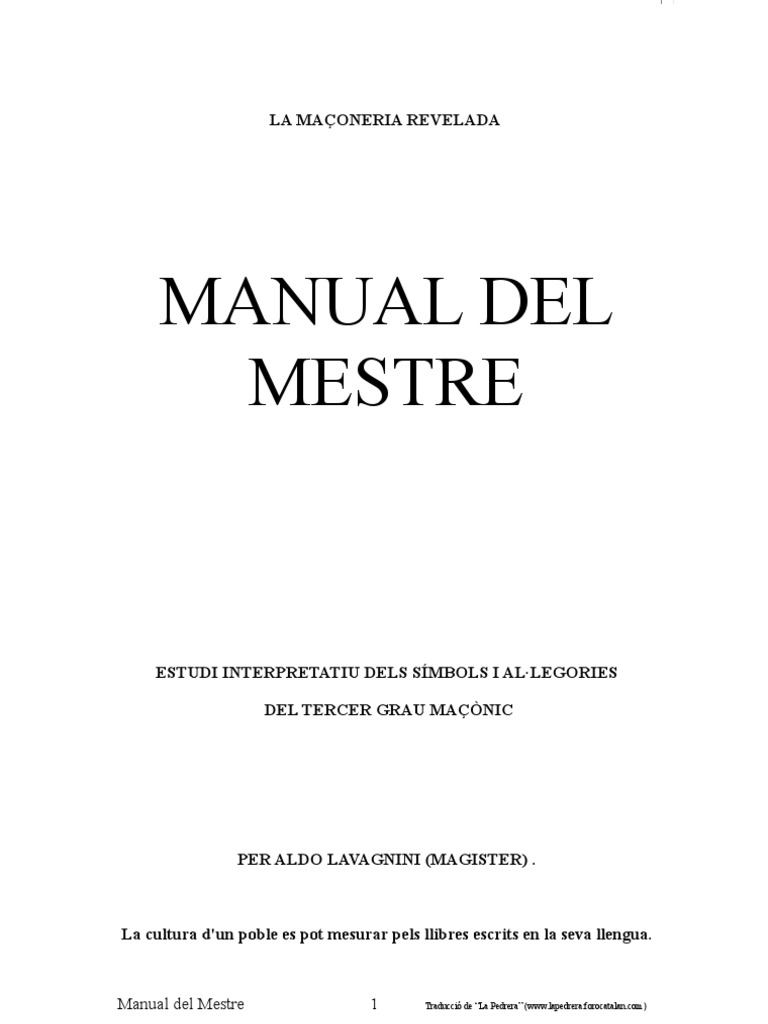 "Manual Del Mestre" Aldo Lavagnini | PDF