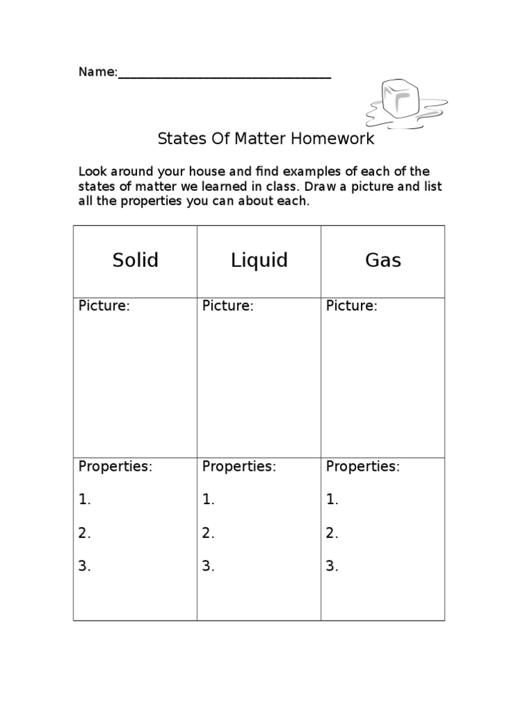 States of Matter Homework | PDF
