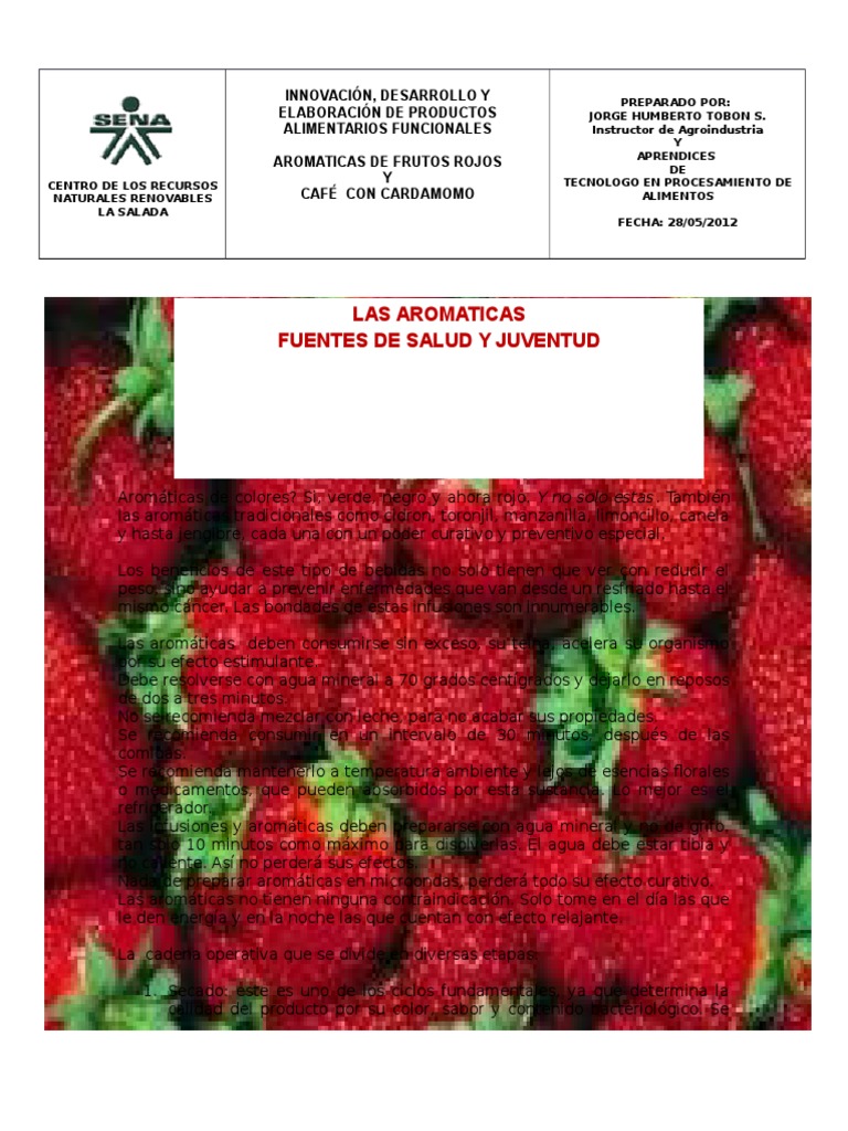 Aromaticas de Frutos Rojos y | PDF | café | Agua