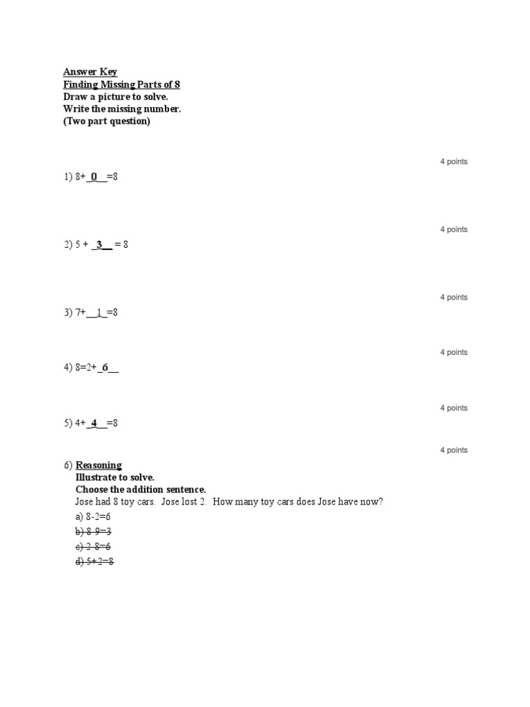 Missing Parts of 8 Worksheet | PDF