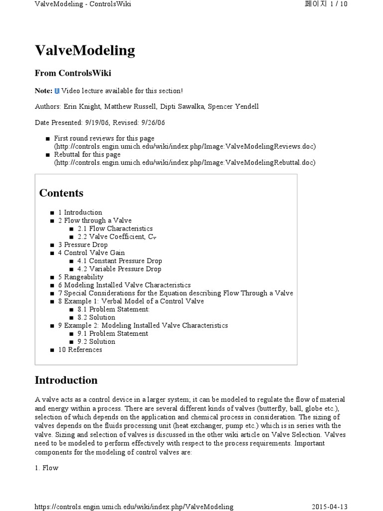 Valve Modeling | PDF | Valve | Fluid Dynamics