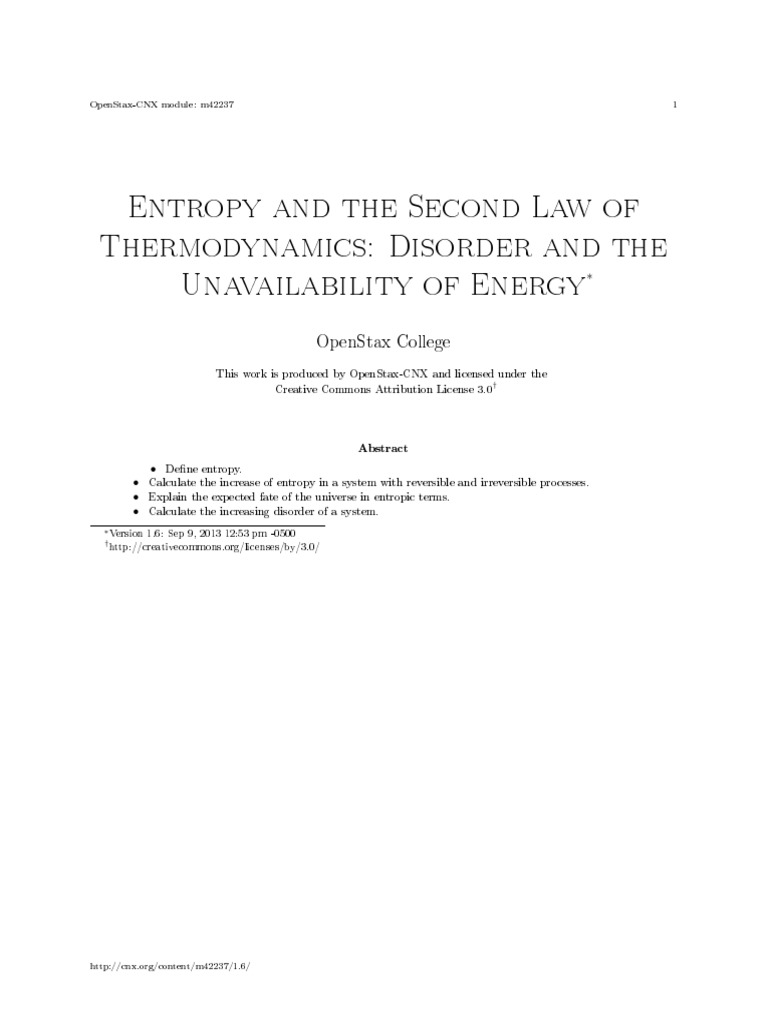 Entropy and The Second Law of Thermodynamics Disorder and The ...