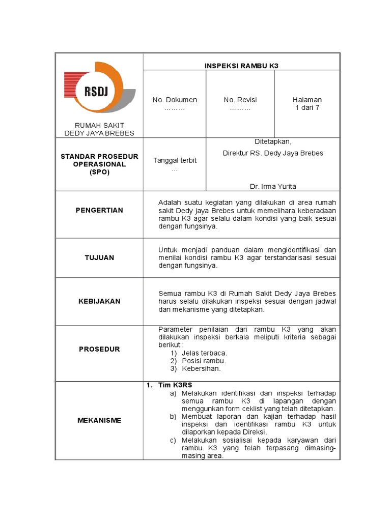 Spo Inspeksi Rambu k3 | PDF