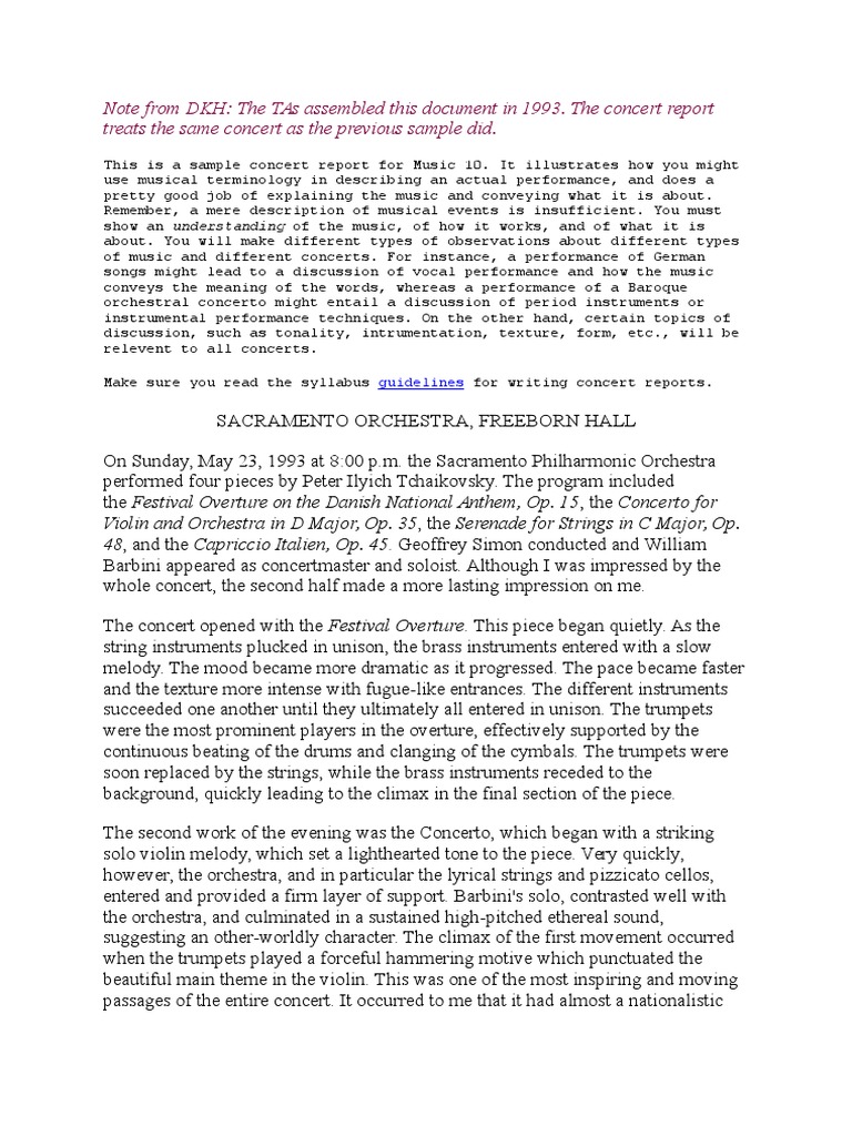 Concert Report | Download Free PDF | Orchestras | Violin