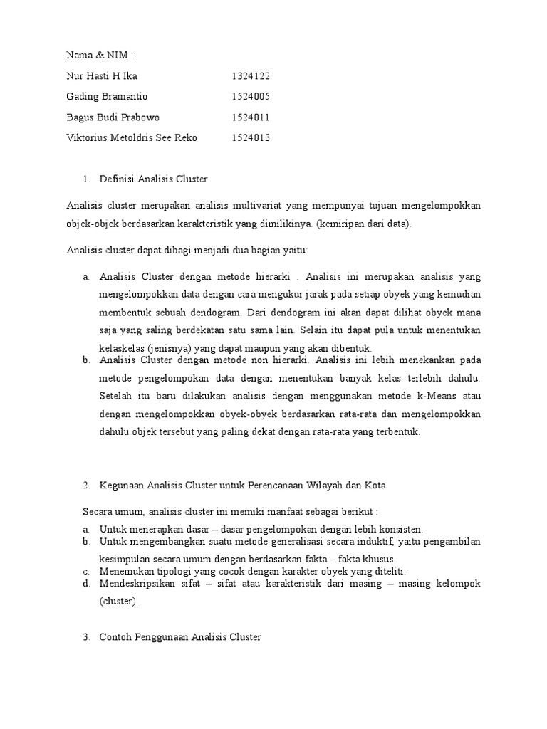 Peta Cluster untuk Analisis Wilayah | PDF