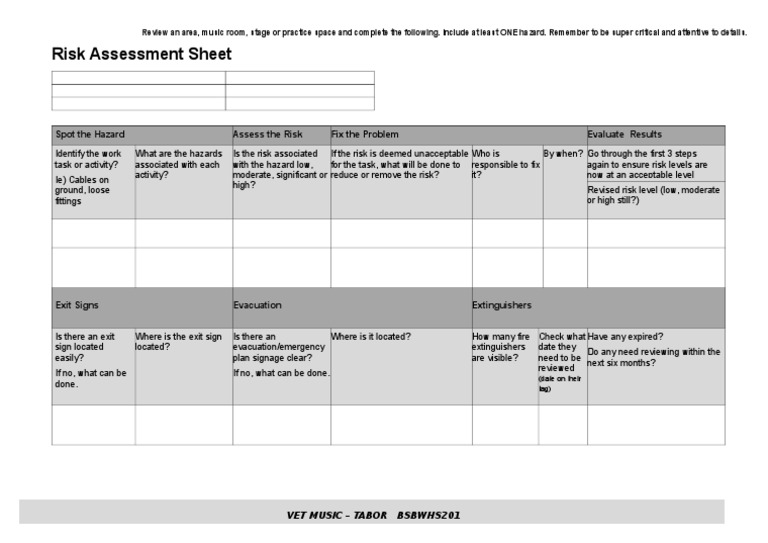 risk assessment form