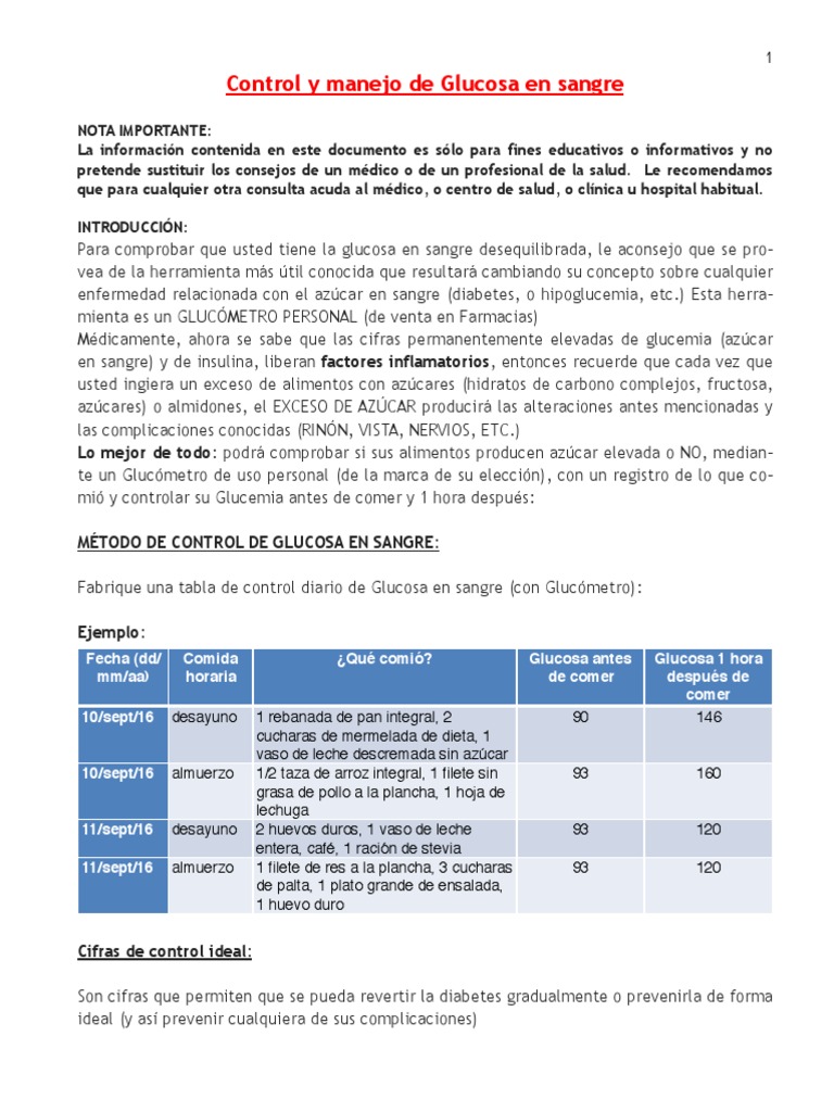 Control de Glucosa en Sangre | PDF | Diabetes mellitus | Hipoglucemia