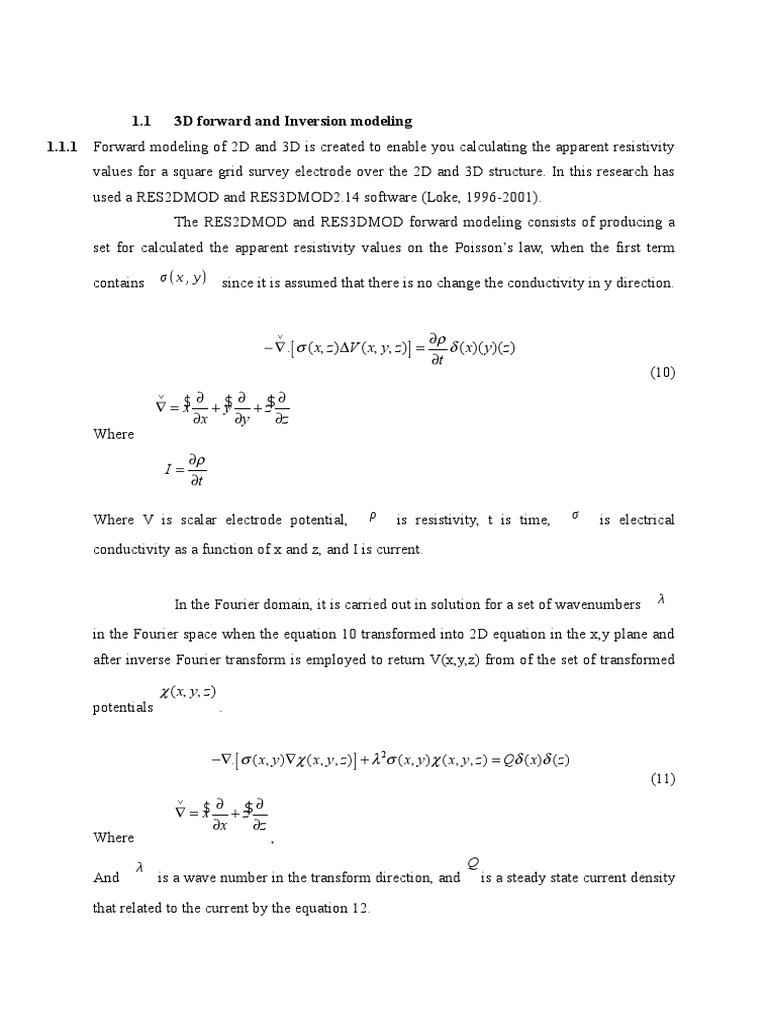 3D Forward and Inversion Modeling | PDF | Electrical Resistivity And ...