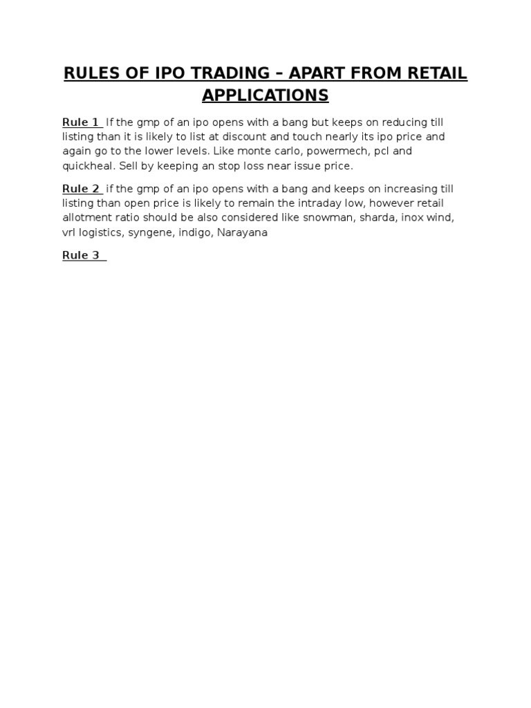 Rules of Ipo Trading - Apart From Retail Applications | PDF