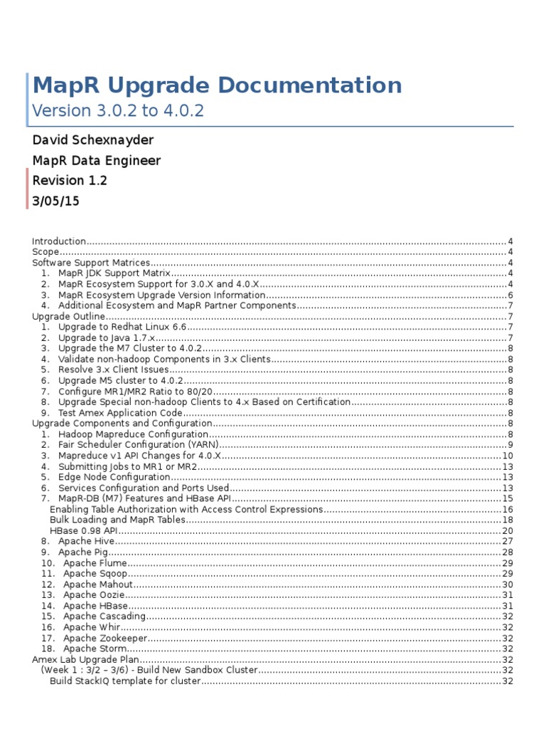 MapR v4.X Upgrade Documentation v1.2 | PDF | Apache Hadoop | Web Server