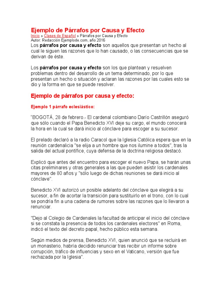 Los Párrafos Por Causa y Efecto | PDF | Infección | Papa