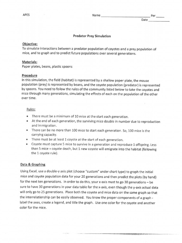 Apes Predator Prey Lab | PDF