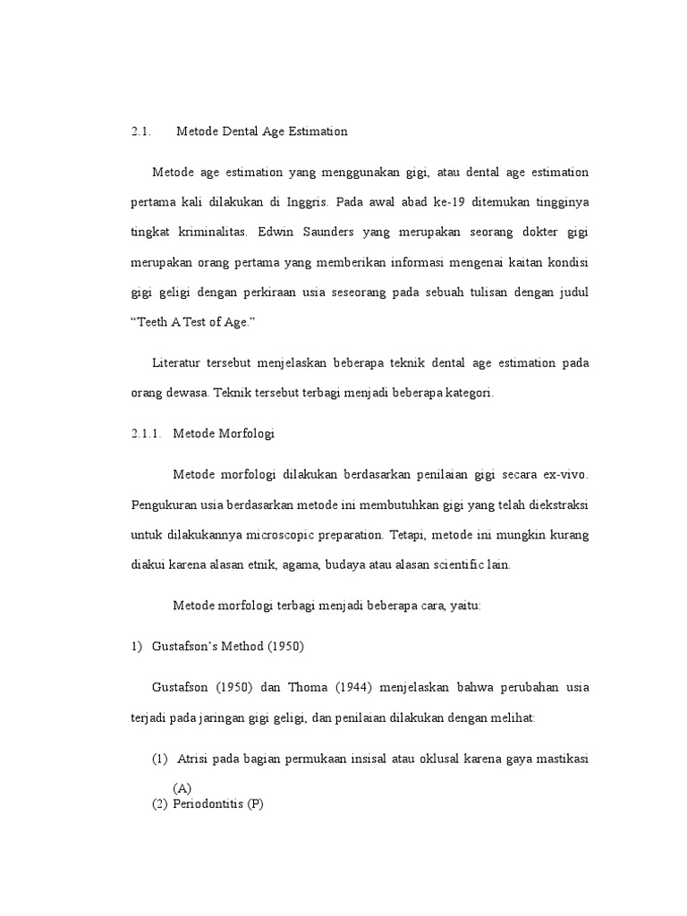 Metode Dental Age Estimation Pdf