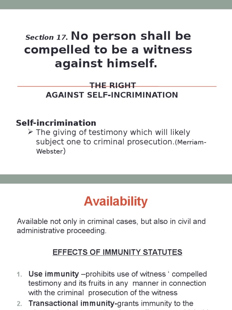 No Person Shall Be Compelled To Be A Witness Against Himself | PDF ...