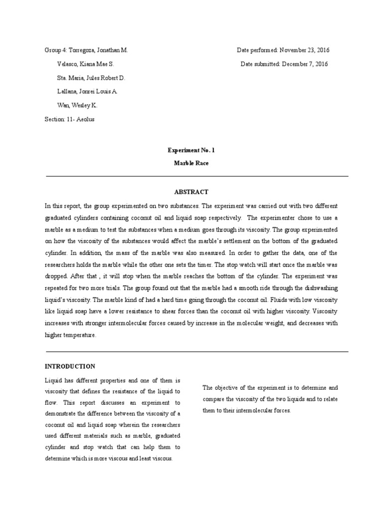 Lab.-Report-1.docx | Viscosity | Liquids | Free 30-day Trial | Scribd