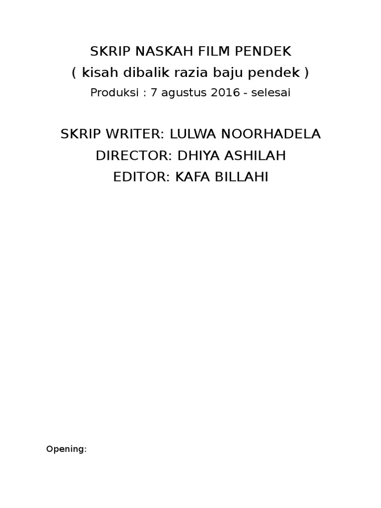 Skrip Naskah Film Pendek | PDF