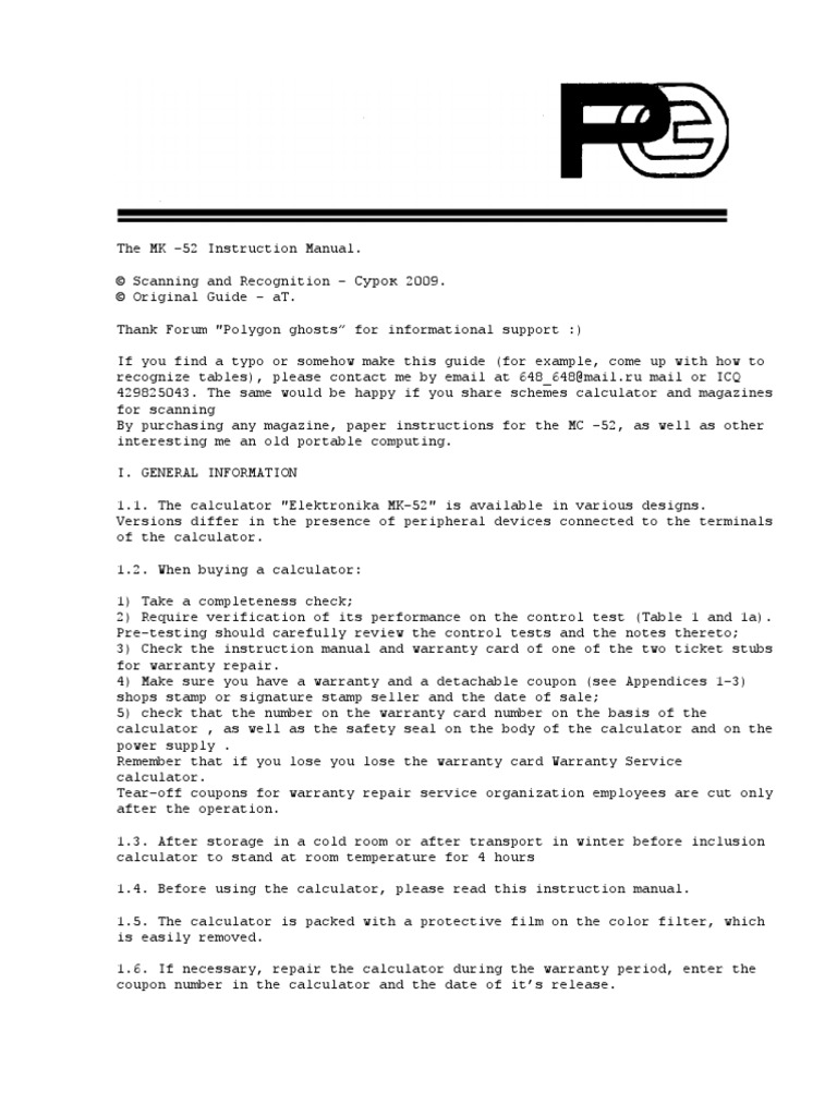 MK52 Calculator UM English USA | PDF | Computer Program | Programming