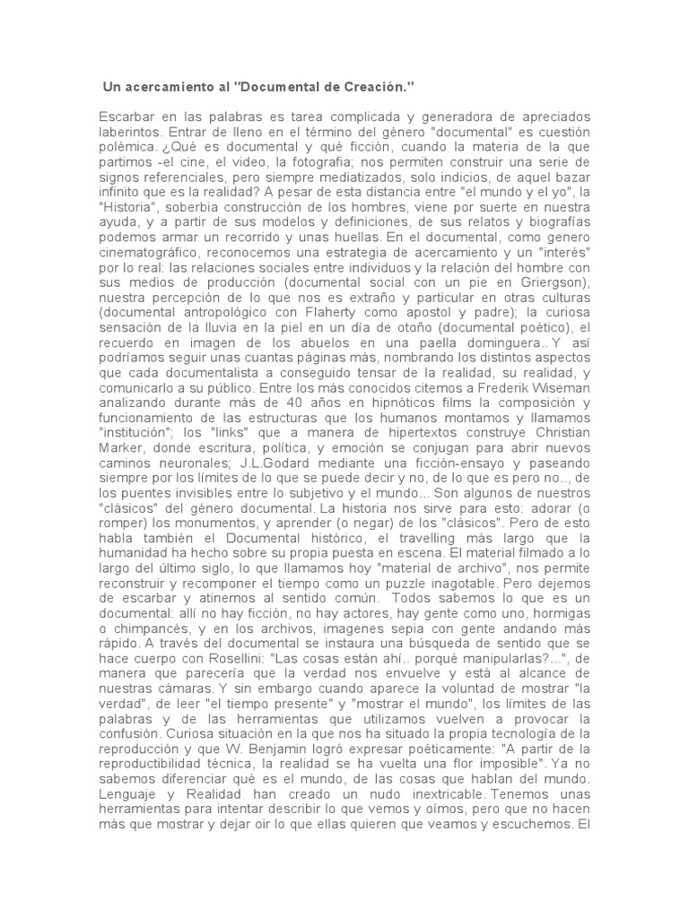Un Acercamiento Al "Documental de Creación." | PDF | Documental | Verdad