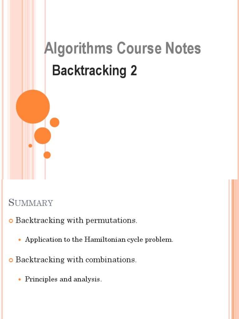 Algorithms Course Notes Backtracking 2 Pdf Permutation Discrete Mathematics