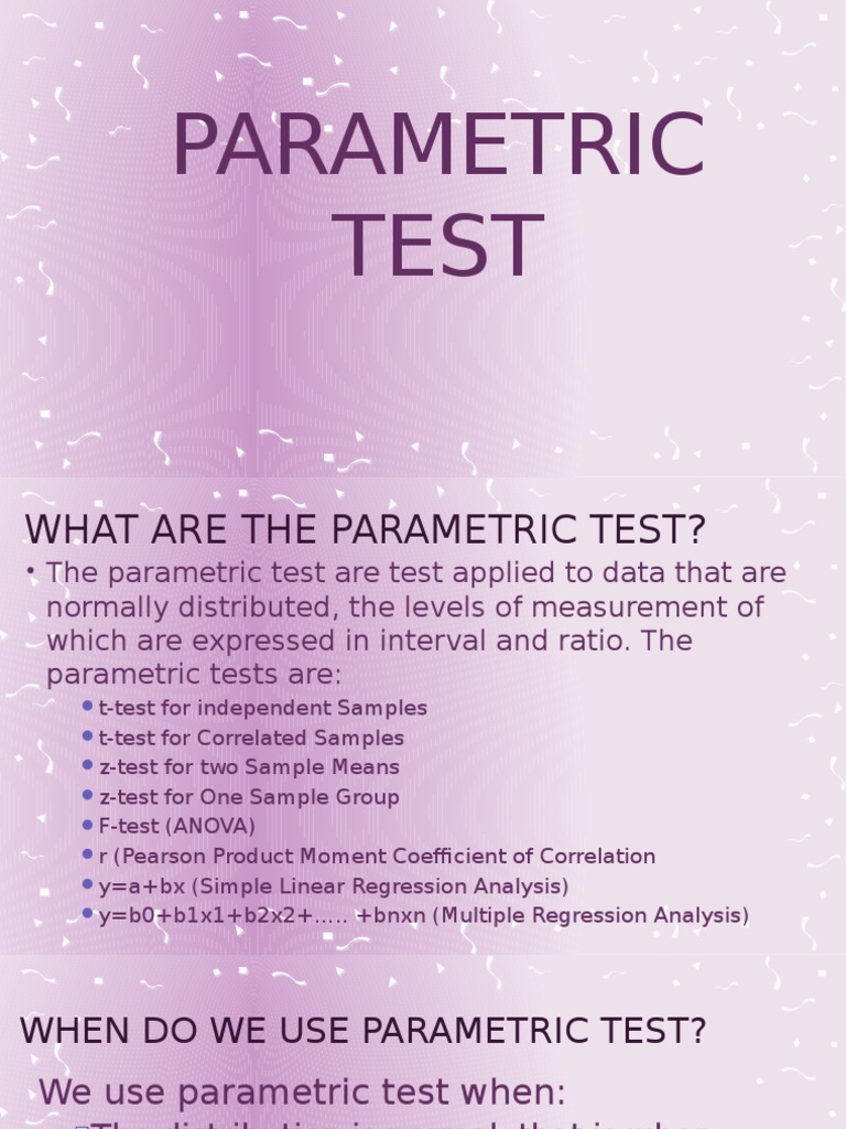 Parametric Test | PDF | Analysis Of Variance | Student's T Test