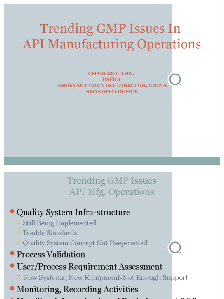 Trending GMP Issues in API Manufacturing Operations | PDF | Filtration ...