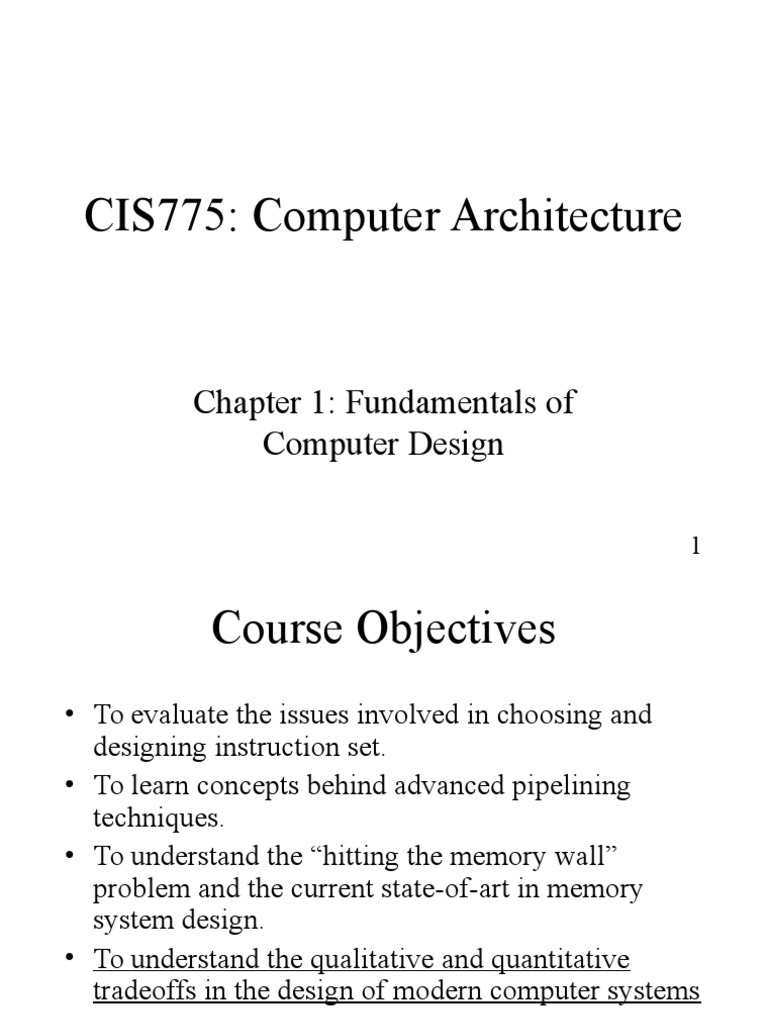 CIS775: Computer Architecture: Chapter 1: Fundamentals of Computer Design | PDF | Central ...