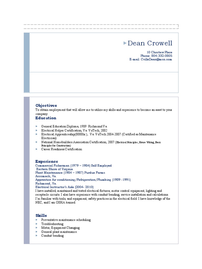 Skilled Electrician Resume Summary | PDF | Electrician