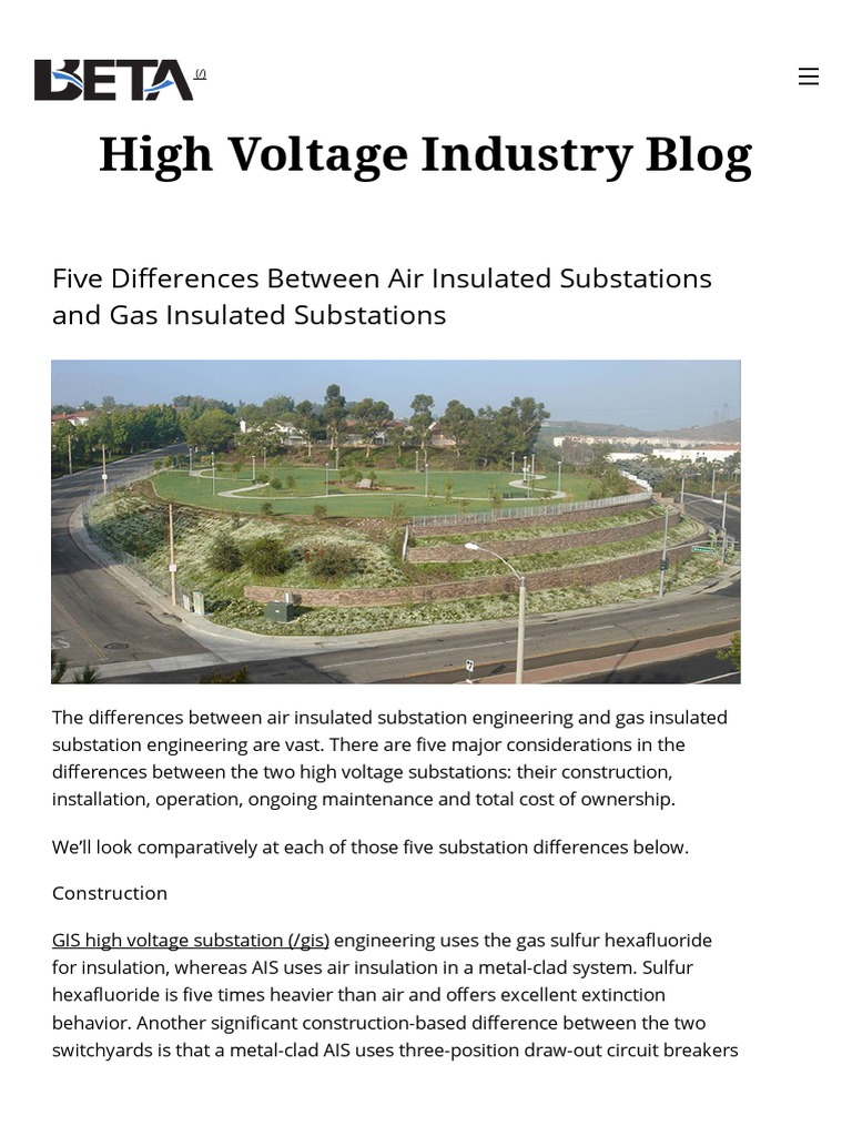 5 Differences Between Air-Insulated Substations and Gas-Insulated Substations | PDF | Electrical ...