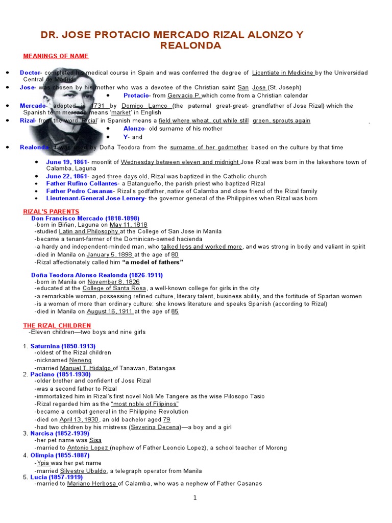 Jose Rizal Outline (Edited) | PDF