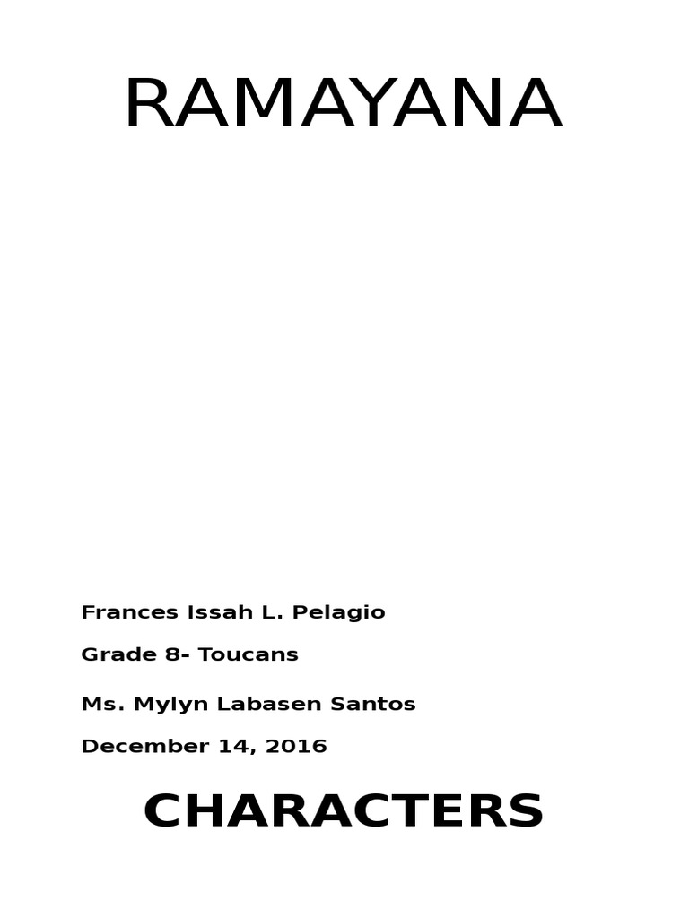 Ramayana: Characters | PDF | Rama | Sita