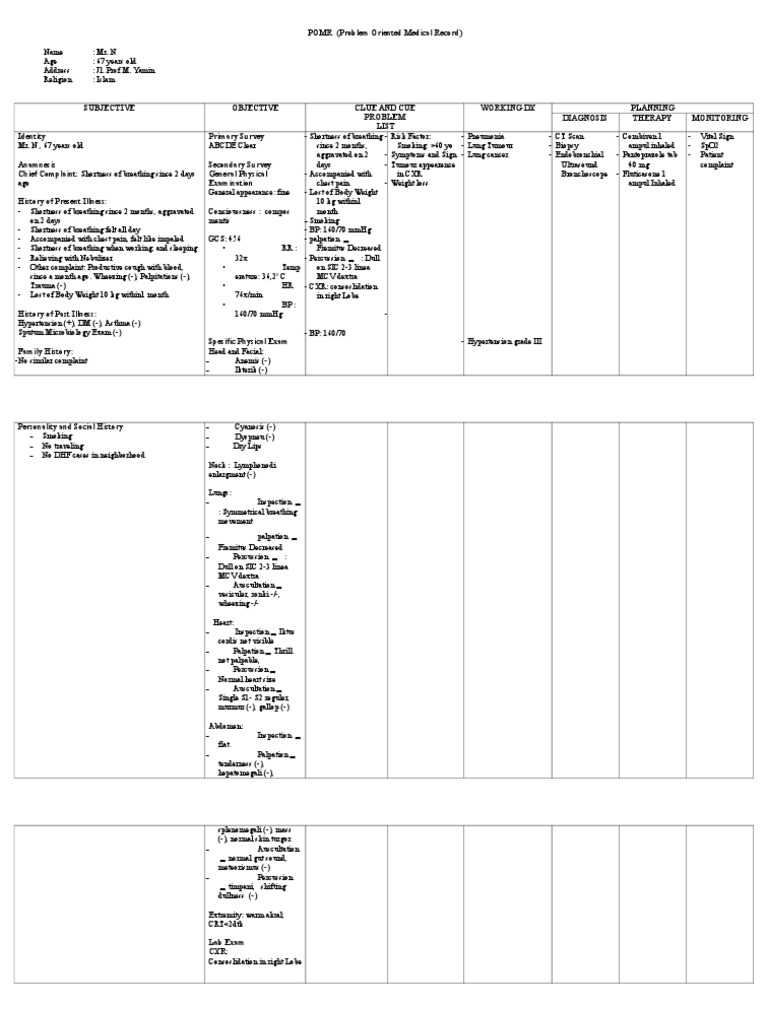 POMR 2. Lung Tumour | PDF