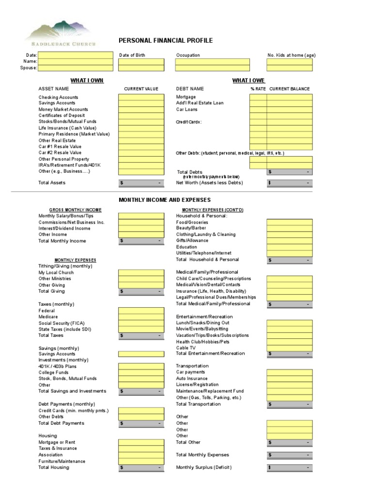 What I Own What I Owe: Personal Financial Profile | PDF | Law | Wellness