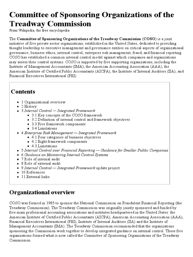 Committee of Sponsoring Organizations of The Treadway Commission ...