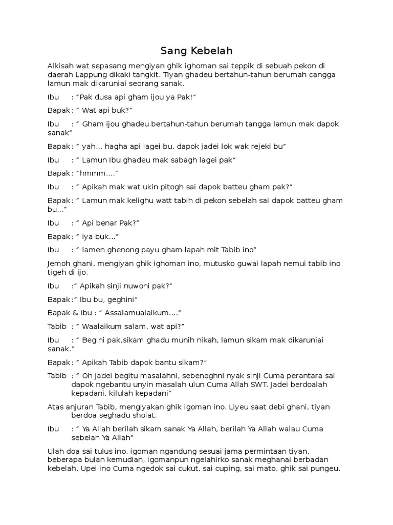 Dialog Drama Bahasa Lampung | PDF